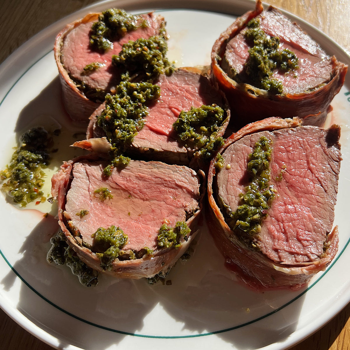 Eye fillet wrapped in prosciutto with chimichurri – Australian Meat ...
